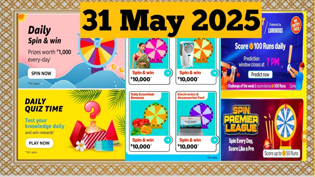 Amazon Daily Quiz Time Answers Today || Amazon Daily Quiz Today 31 May ...