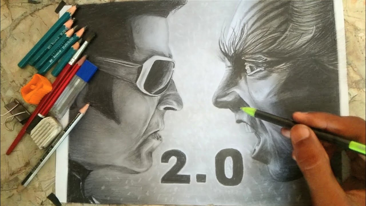 Robot 2.0 drawing || 2.0 drawing Rajinikanth chitti ||2.0 ...