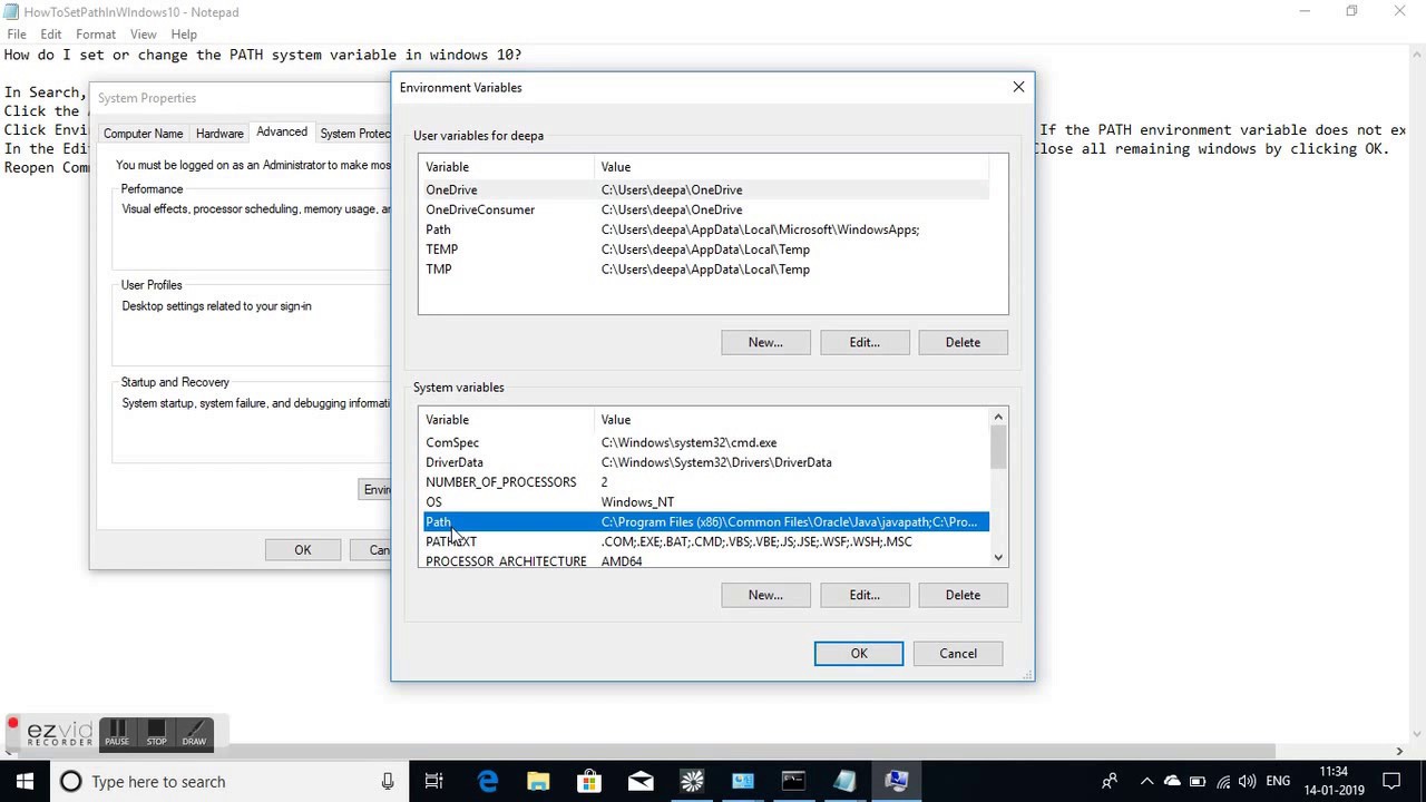 HowTo edit environment variables In Windows 10 - YouTube