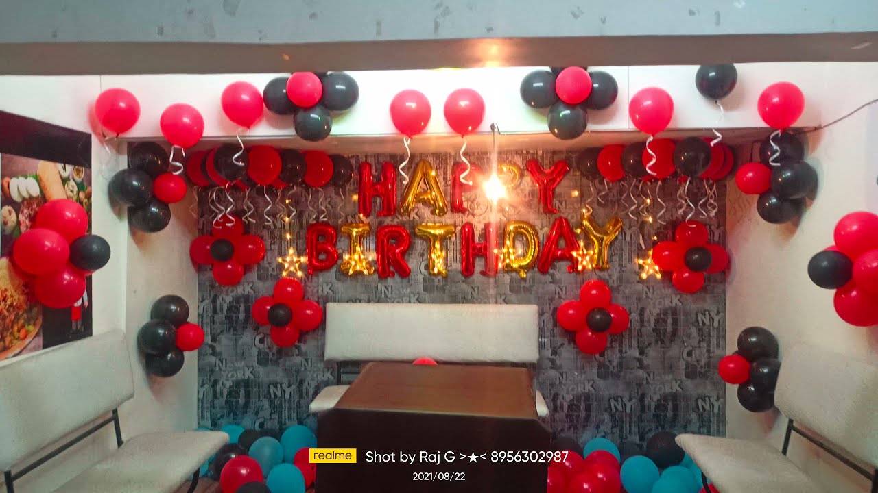 Birthday Decoration ideas | Birthday Decoration in Small Cafe ...