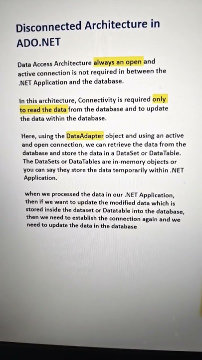Disconnection oriented Architecture via ADO.NET - YouTube