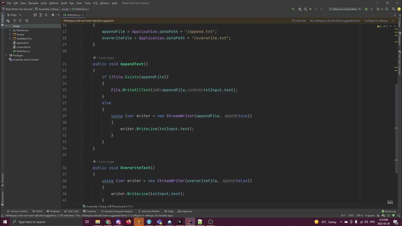 Unity writing to text files - Unity Quickies - YouTube