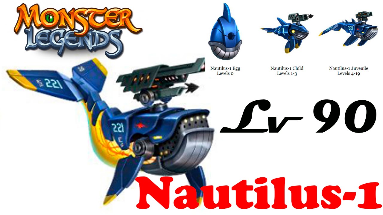 Nautilus-1 lv 90 Монстр на прокачку Monster Legends - YouTube
