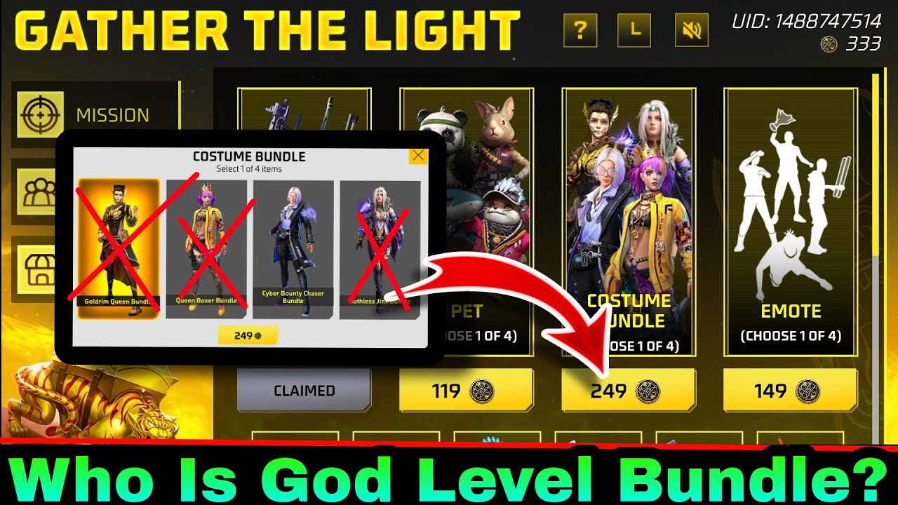 FREEFIRE: Who Is God Level Bundle | Gather The Light Event Best Bundle ...