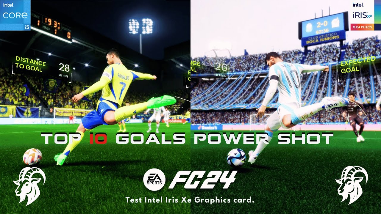 FC 24 MOD | TOP 10 GOALS POWER SHOT | INTEL IRIS XE GRAPHICS FULL HD ...