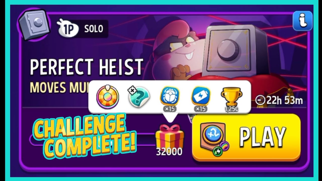 Moves Multiplier+ Rainbow Less Booster Perfect Heist Score 32000 Match ...