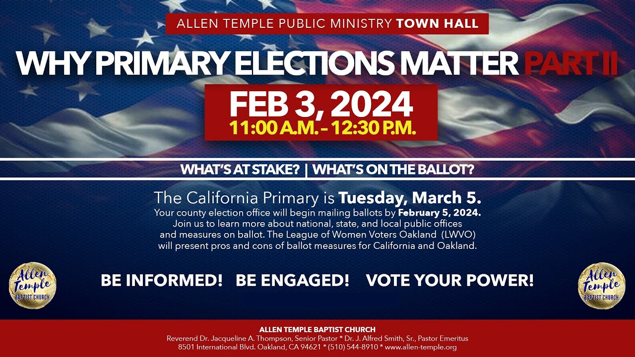 Allen Temple Public Ministry Why Primary Elections Matter Part II ...