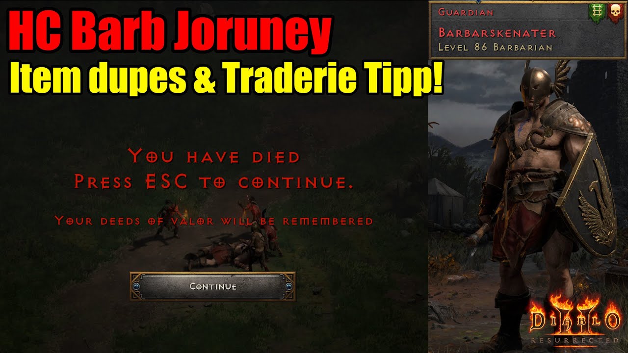 D2R | HC Barb Journey | Item dupes & Traderie Tipp! - YouTube