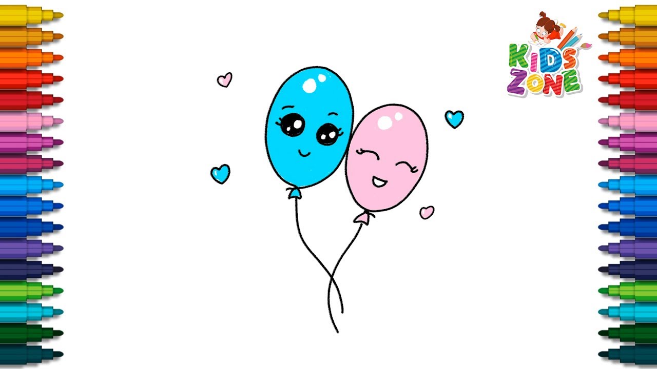 How to Draw A Balloon - Easy Drawings - Kids Drawings - Easy step by ...