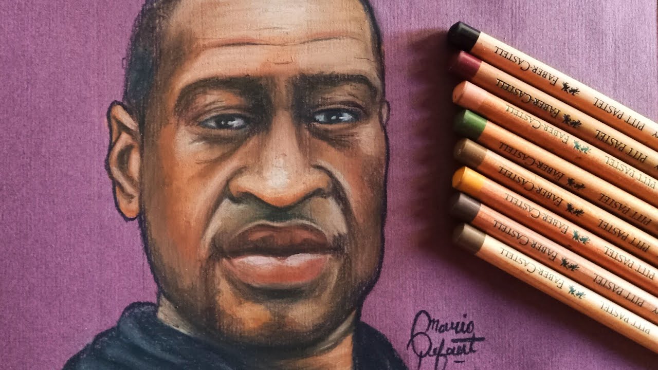 Support George Floyd. Drawing a portrait of George Floyd with soft ...