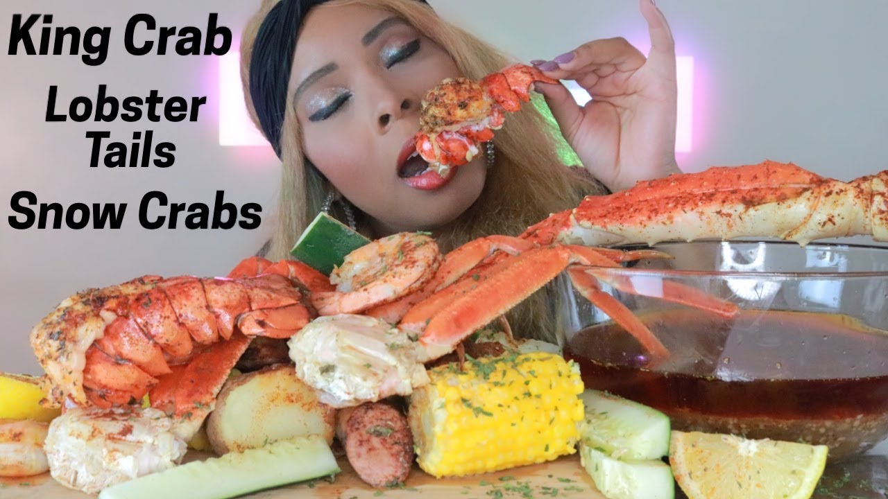 HOW TO EAT SEAFOOD BOIL (KING CRAB, LOBSTER, SNOW CRAB, PRAWN SHRIMP ...