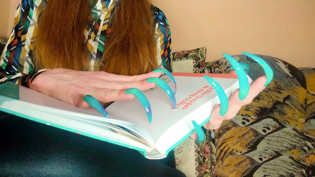 ASMR book paper long nails tapping scratching - YouTube