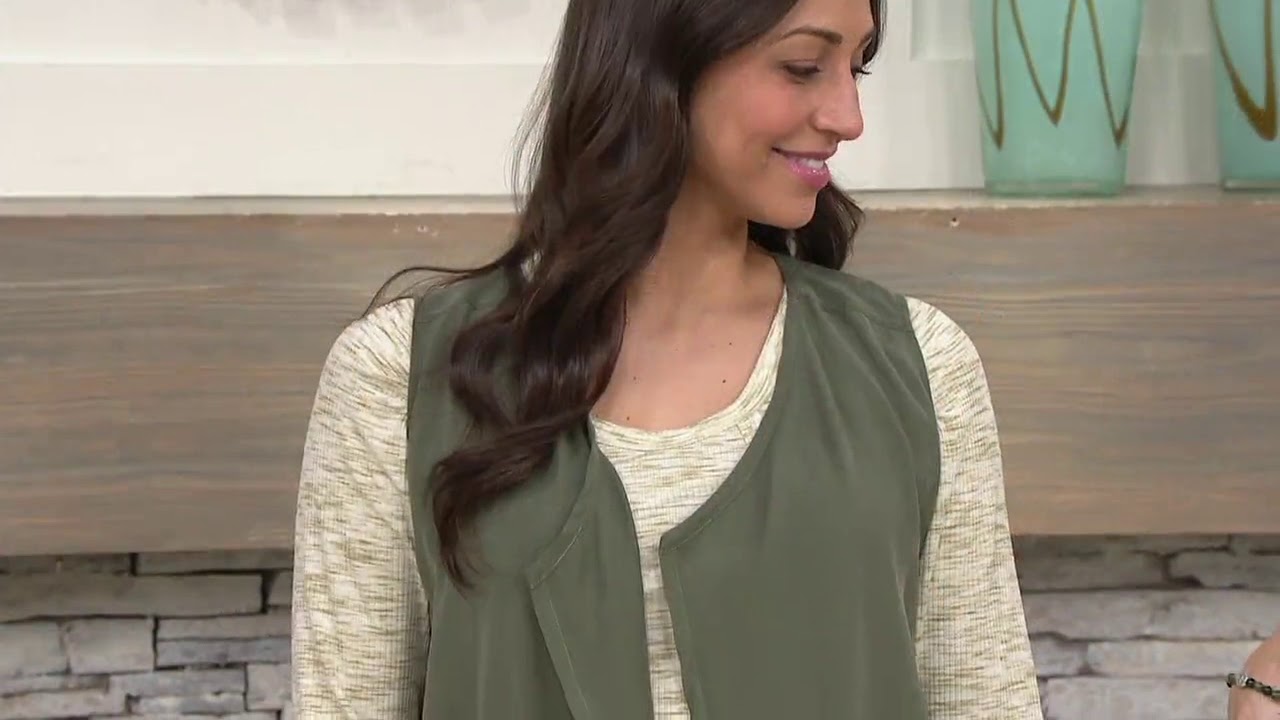 Lisa Rinna Collection Drape Front Duster Vest on QVC - YouTube