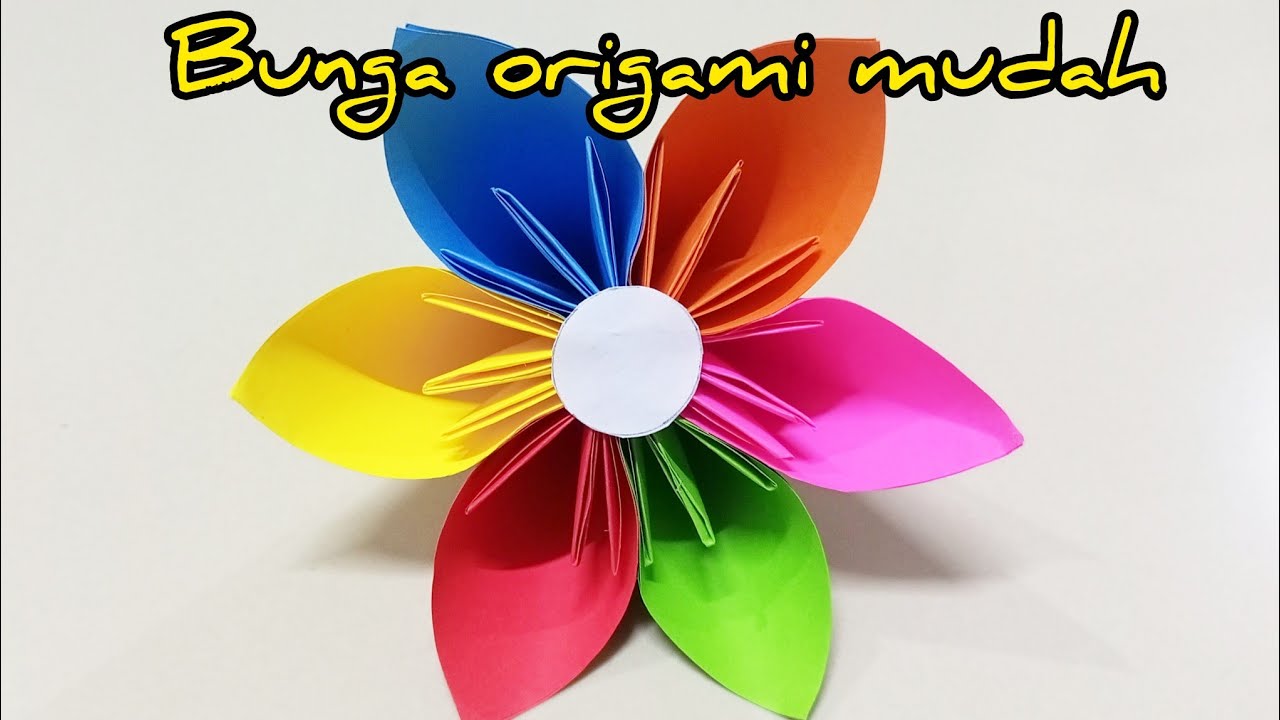 Membuat bunga origami mudah, hanya dengan melipat. - YouTube