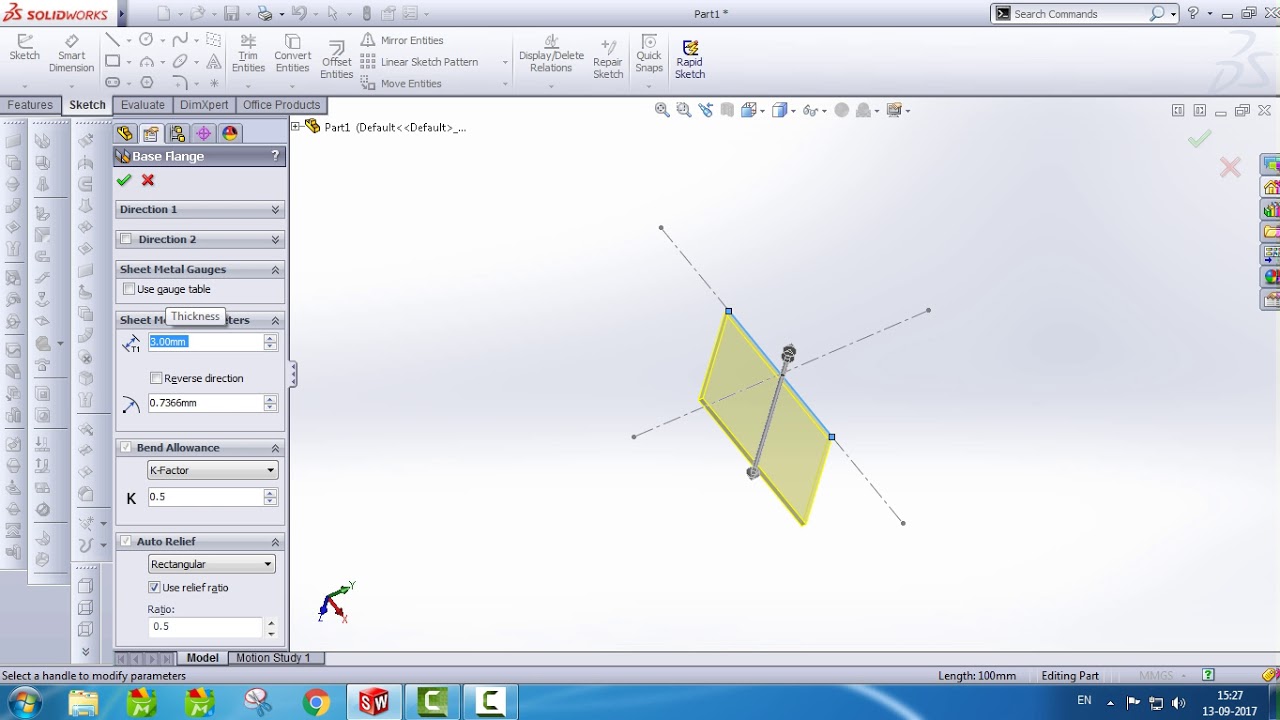 Solidworks Sheetmetal Tutorial....How To Use Base Flange/Tab Tool ...