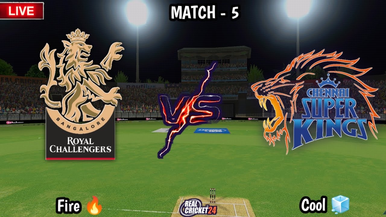 RCB vs CSK | Live 🔴 | Match - 5 | IPL AUCTION | Real Cricket 24 - YouTube