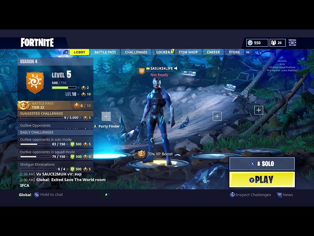 Fortnite Lobby Season 4 Screen Shot