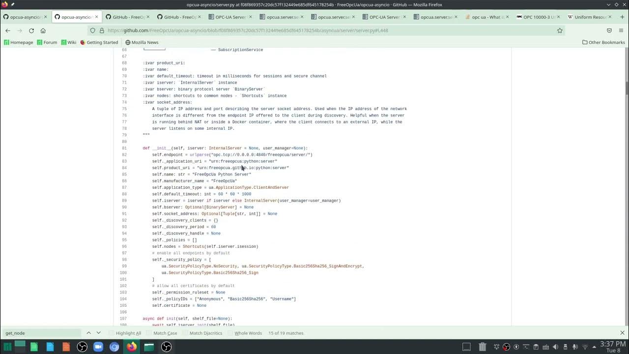 exploring asyncio opcua in python 4 - exploring server constructor, init functions and source ...