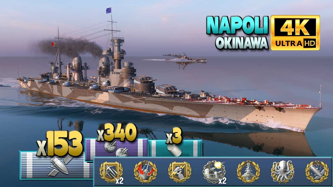 Cruiser Napoli, MVP on map Okinawa - World of Warships - YouTube