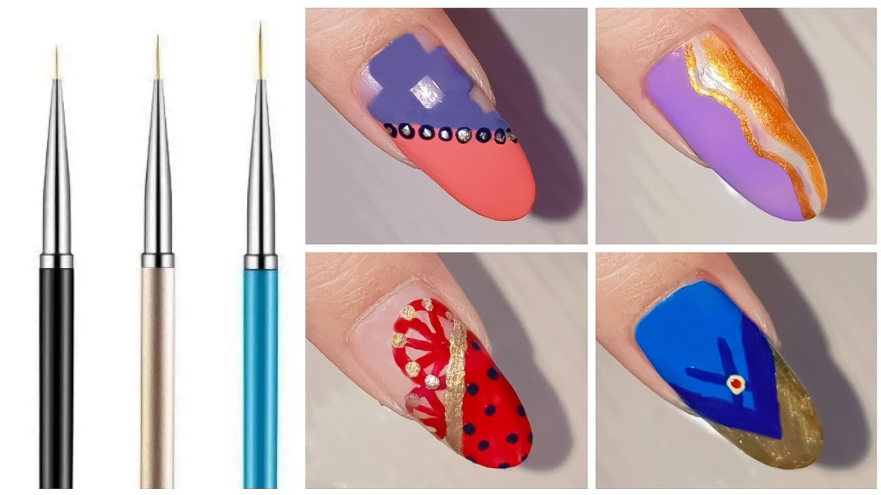 Nail Art designs using nail art brush || Nail Art Tutorial - YouTube