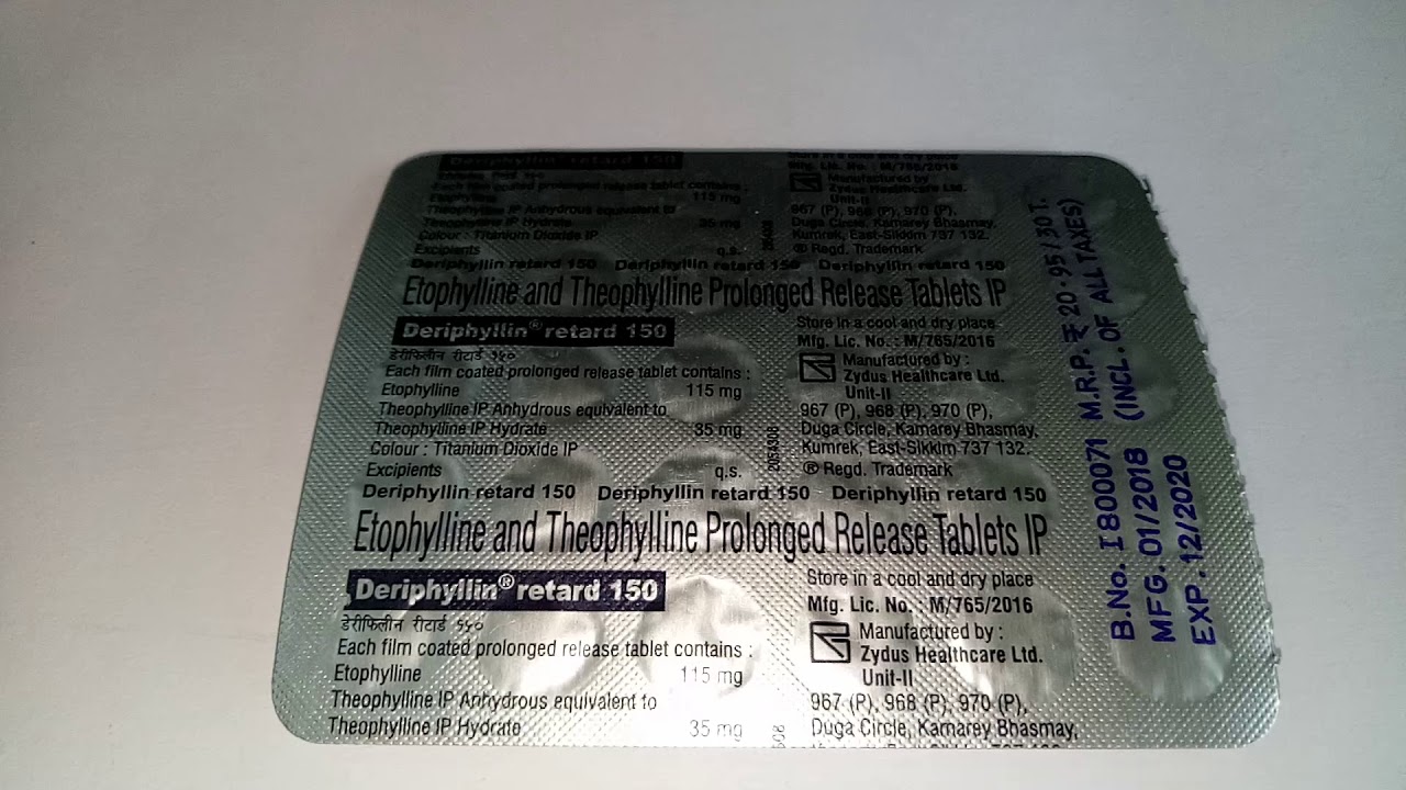 Deriphyllin Retard 150 Tablet Uses, Price, Side Effects, Composition in ...