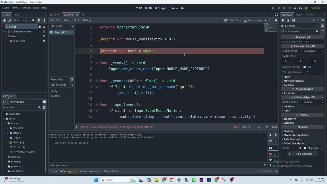 Horror Game - First Person Movement - YouTube