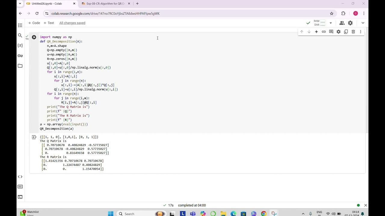QR decomposition by N. Guna Susmitha - YouTube