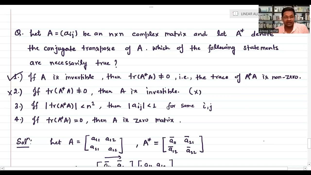 Linear Algebra | Matrices | Problem Solving | Lecture-32 - YouTube