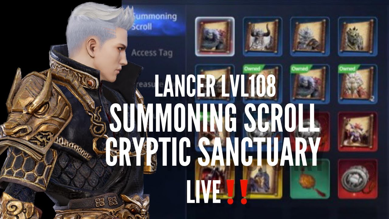 MIR4 - LANCER LVL108 SUMMONING SCROLL CRYPTIC SANCTUARY, LIVE #42 - YouTube