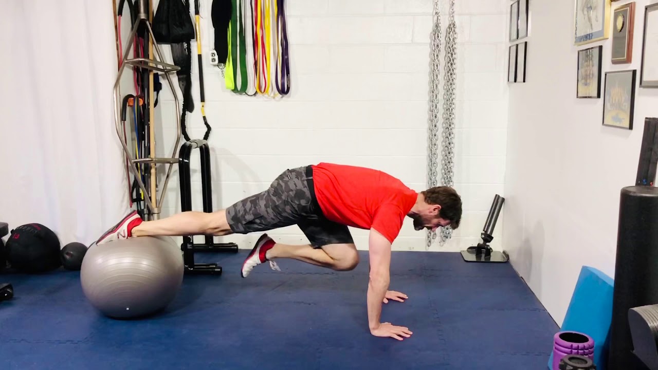 Stability Ball Alternating Knee Pull In - YouTube