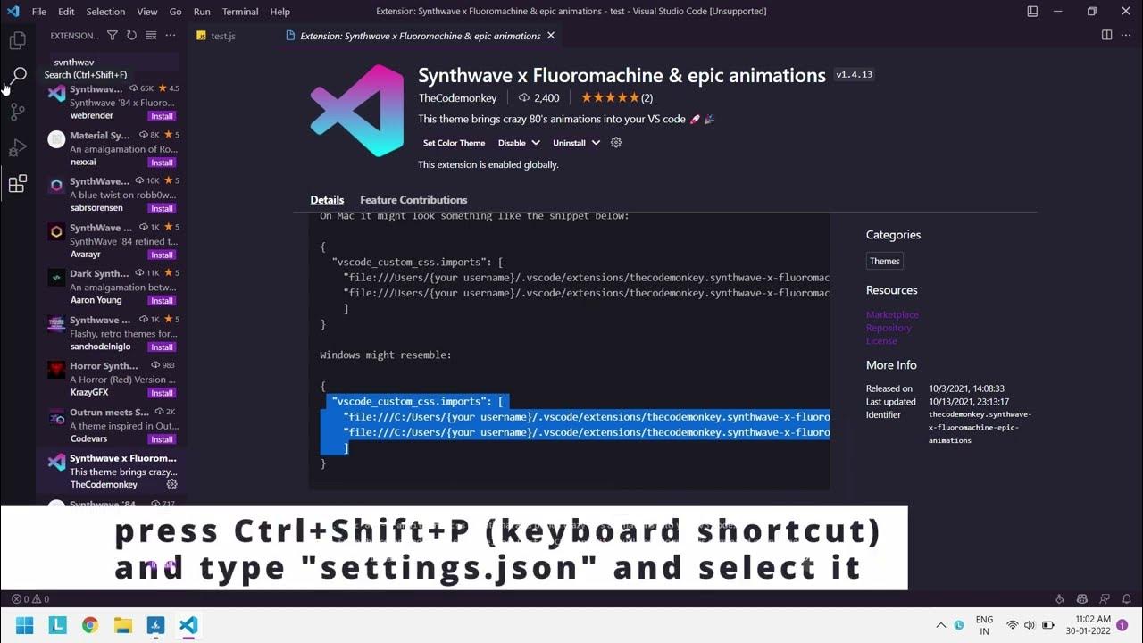 Customizing VS Code Appearance - Synthwave x Fluoromachine & epic animations - YouTube