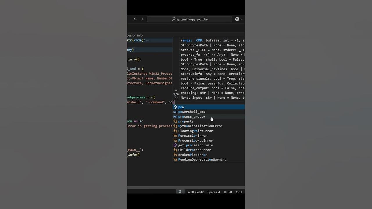 get your computer processor info #shorts #short #coding #tutorial #python #programming - YouTube