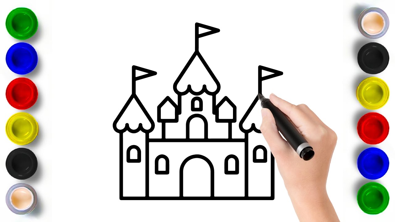 Castle Painting & Coloring Page Marker Pen For Kids & Toddlers _ Child ...