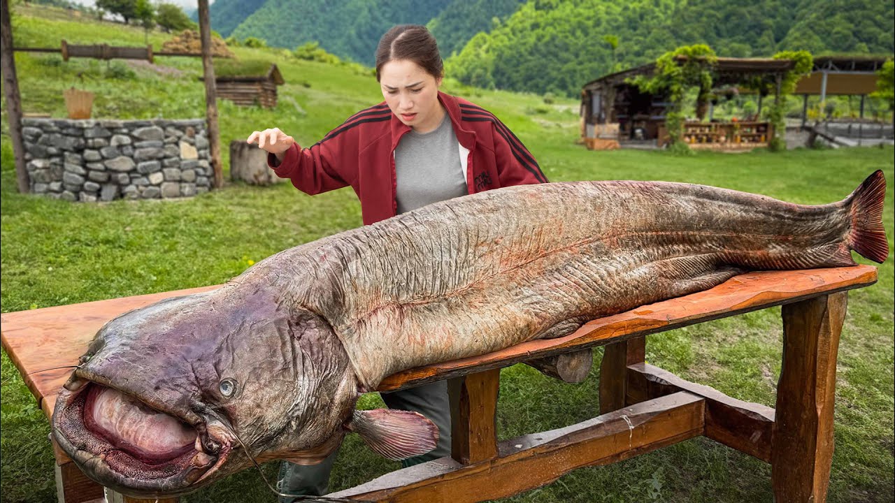Brave Female Hunter Catches Giant Catfish with bare hands to sell | The ...