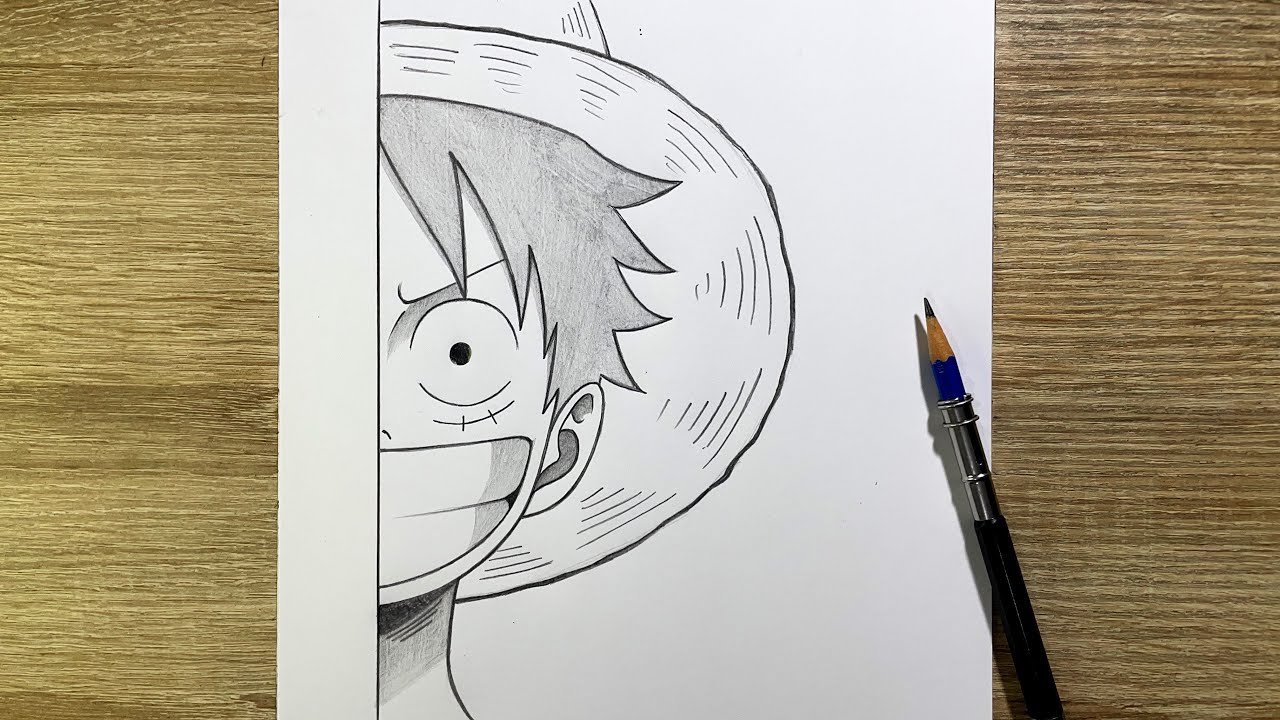 How to draw Monkey D. Luffy half face | How to Draw Monkey D. Luffy ...