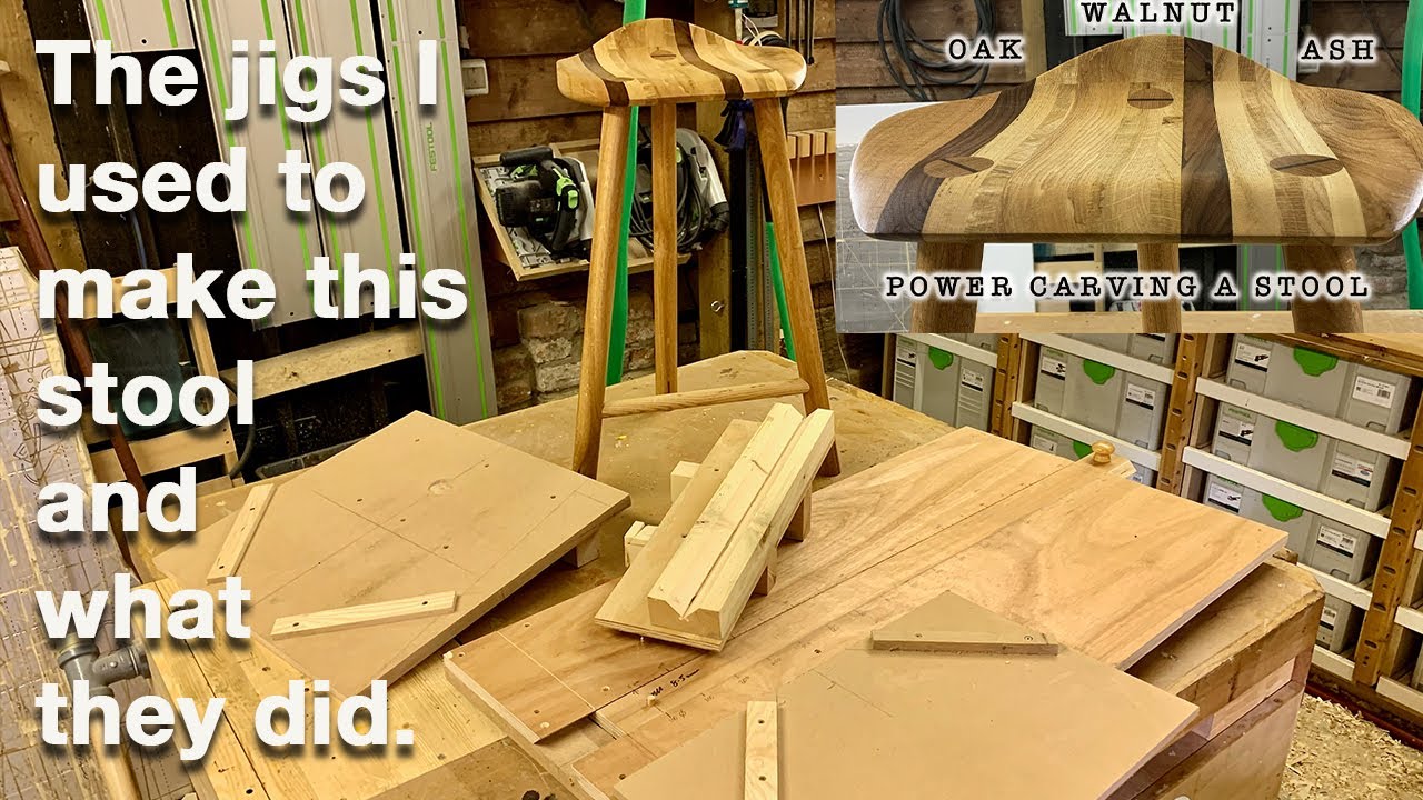Simple Wooden Power Carved Stool - The Jigs I used. - YouTube