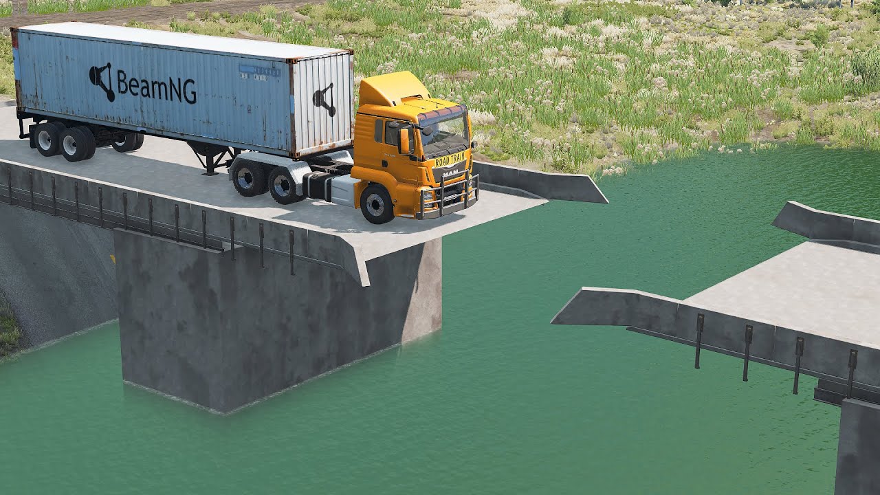 Cars vs Incomplete Bridge – BeamNG.Drive - YouTube