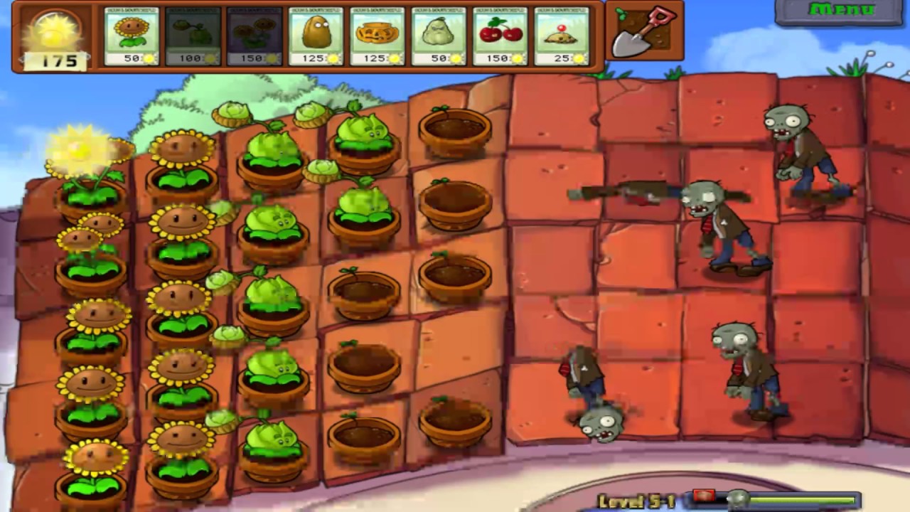Plants vs Zombies #10 On the roof - YouTube