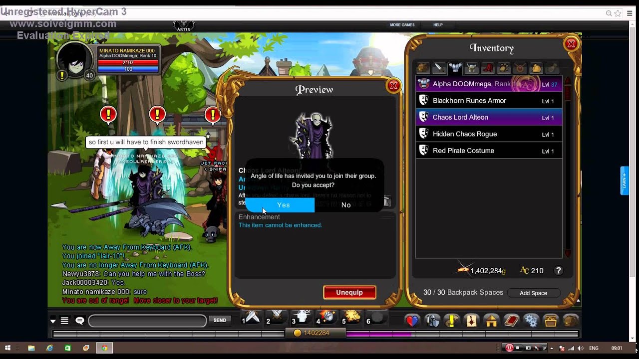 AQW How To Get Chaos Lord Alteon Armour - YouTube