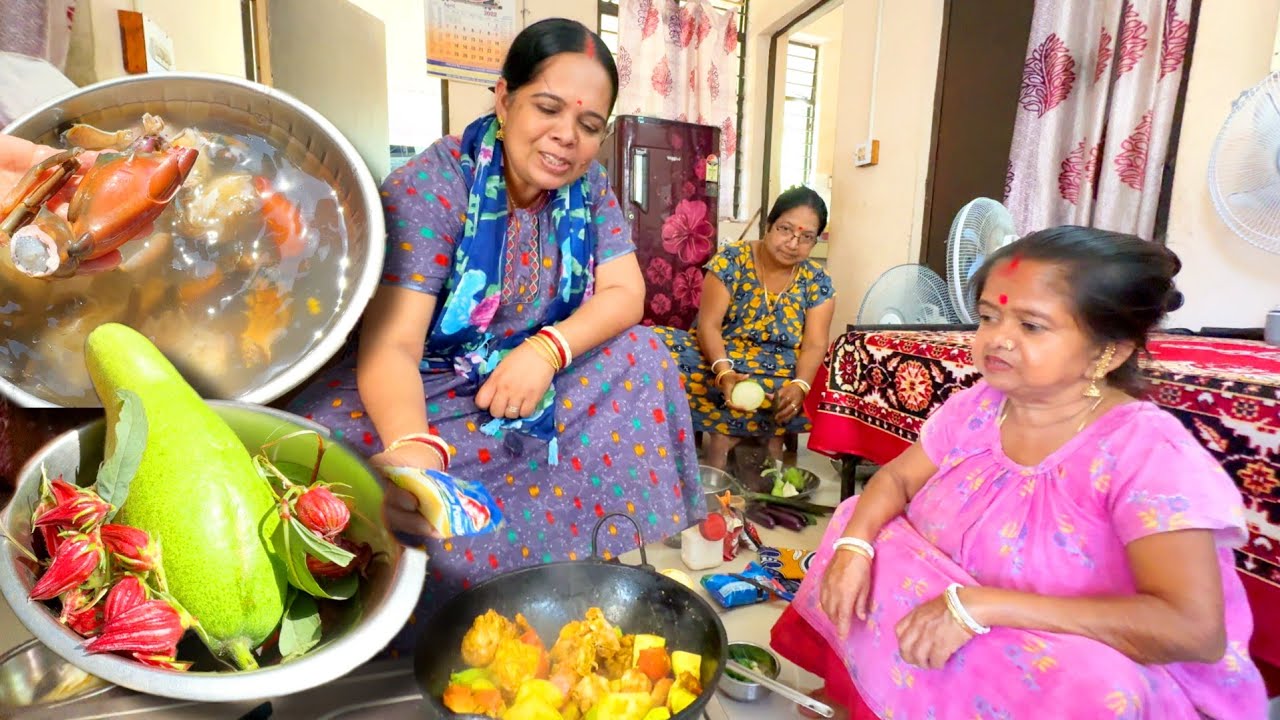কাকড়া গাট গবি ঝোল আর টক ফল গুর দিয়ে😋 kakra gaatgobi jhol aar tok fol ...