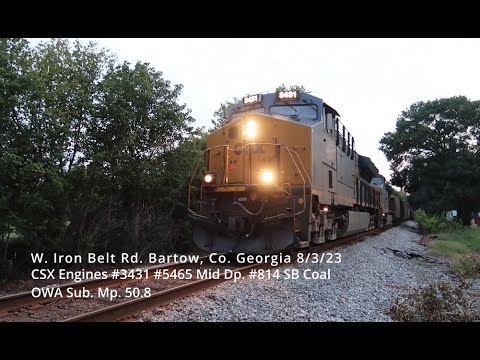 CSX Engines #3431 #5464 Mid Dp #814 SB Coal Iron Belt Rd. Bartow Co. Georgia 8/3/23 - YouTube