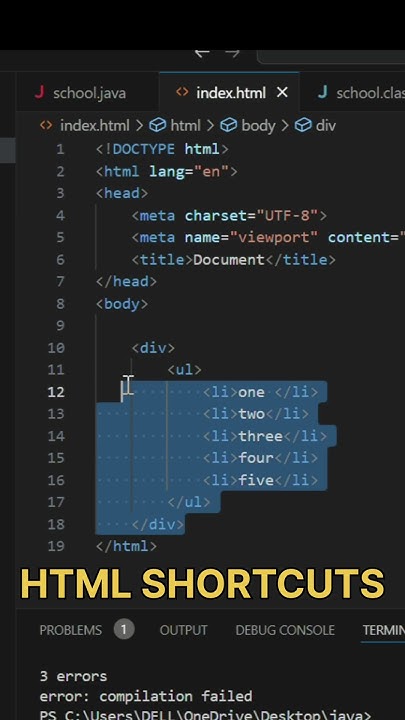 #3 HTML tricks VSCODE Shortcuts in tamil | #html #css #responsivewebsite #shorts #python #vscode ...