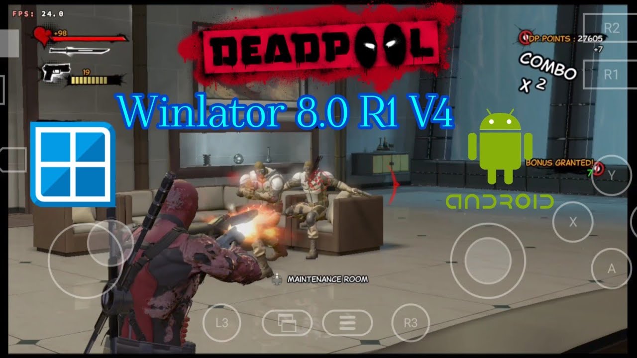 Deadpool Winlator@Frost 8.0 R1 V4 (Windows Emulator) Android Gameplay ...
