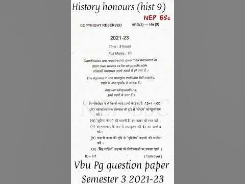 History honours question paper vbu pg sem 3 (hist-9) 2021-23 #vbu #pg #ma # ...