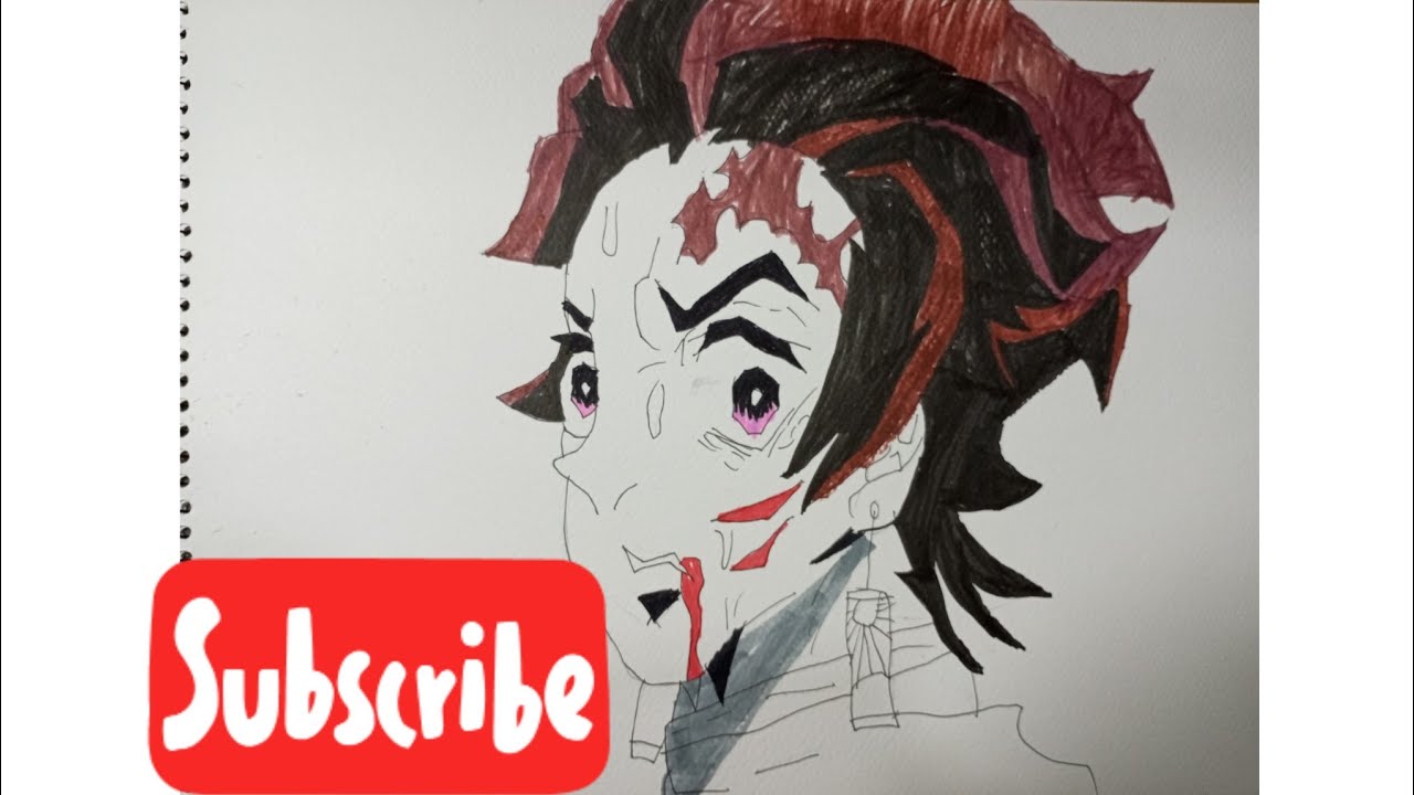 How to Draw Tanjiro Easy Anime drawing | step by step | Demon slayer ...