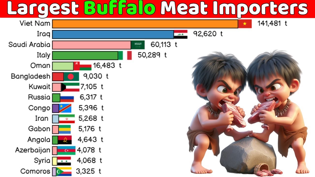 Top 15 Countries by Buffalo Meat Importers - YouTube