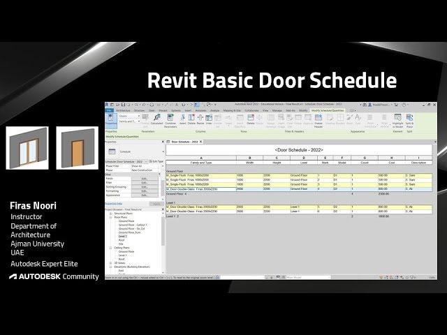 Revit Basic Door Schedule Revit Basic Door Schedule