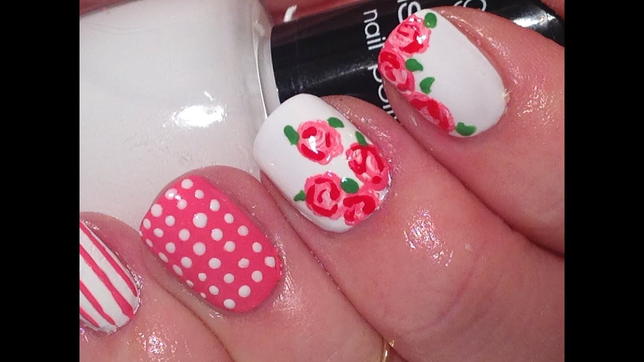 ღ Nail Tutorial: Vintage Rosen / Valentinstag Design ღ - YouTube