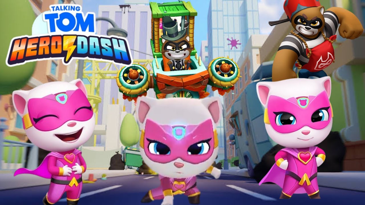 Talking Tom Hero Dash - Angela Beats the Raccoon Boss - Mission Unlock ...