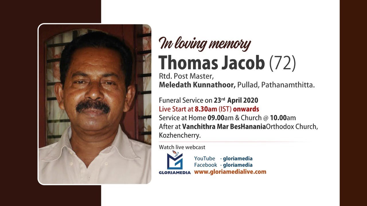 Thomas Jacob (72) Funeral Service | 23.04.2020 | G Media Live - YouTube